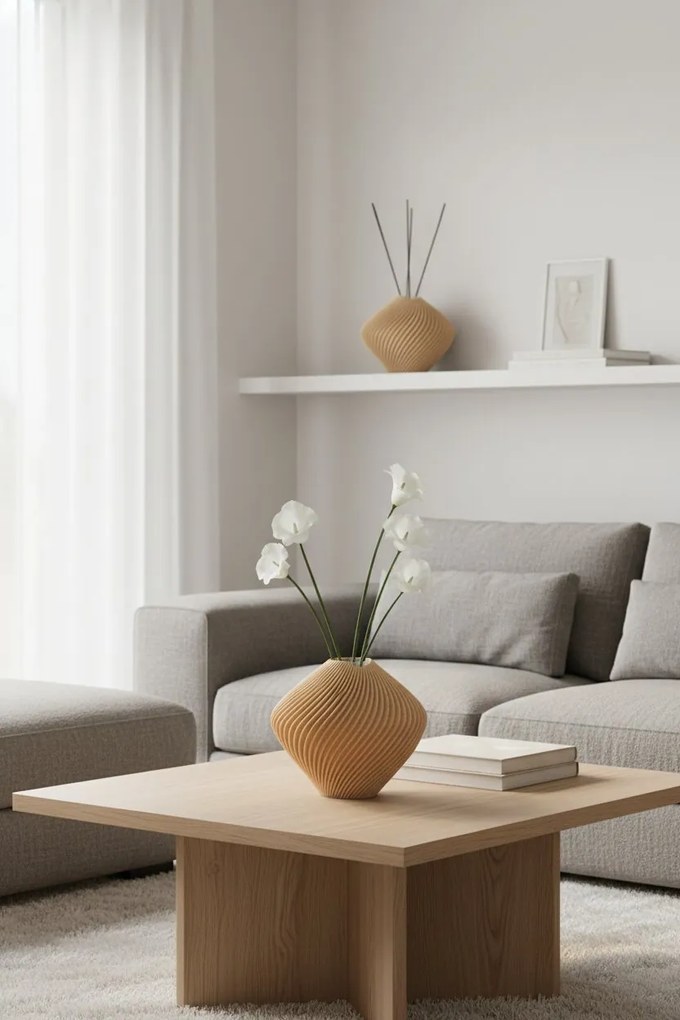 TORACE TRILOGIA - Váza, květináč a difuzér, dokonalá symetrie organických forem, javor