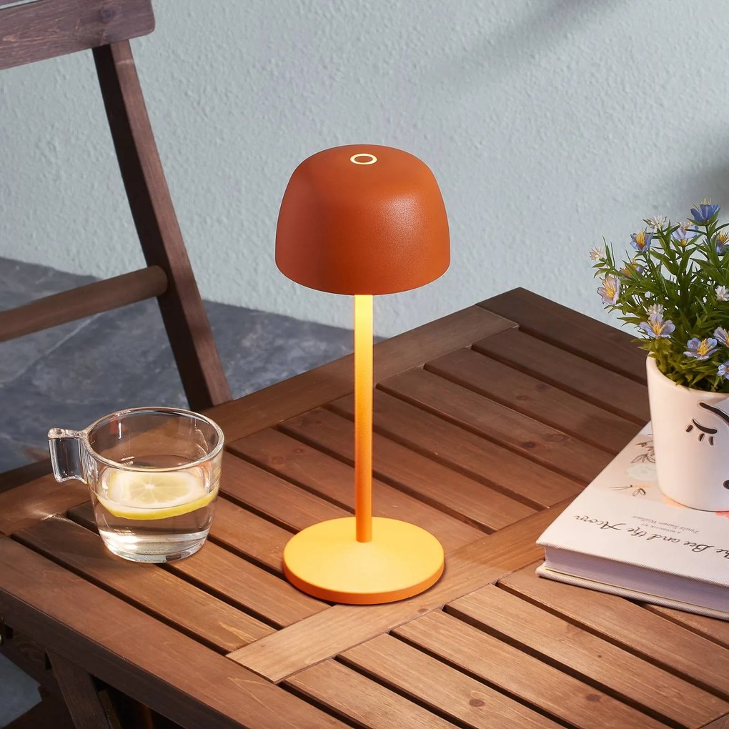 Nabíjecí stolní lampa LED Lindby Areitty, oranžová, sada 2 kusů