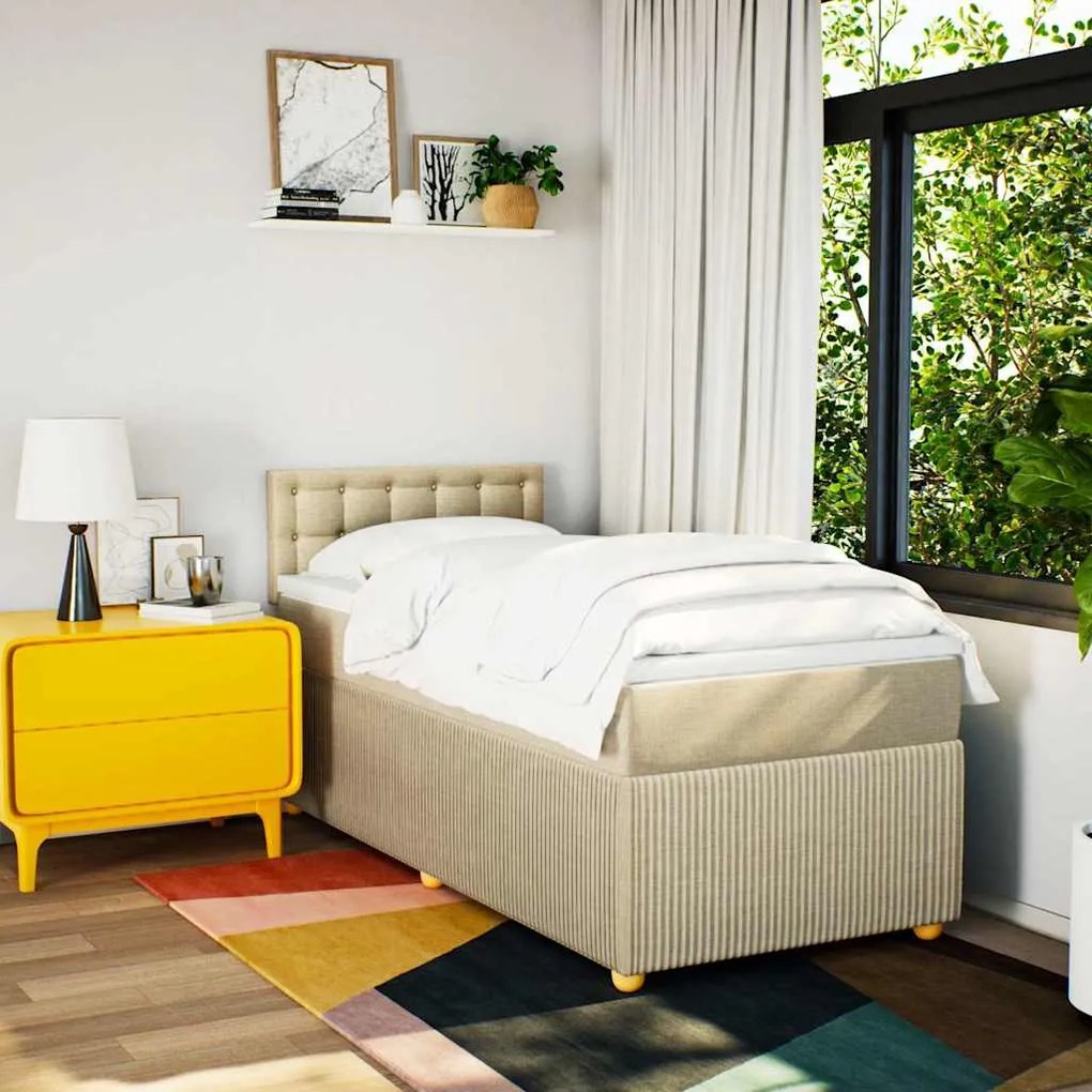 Box spring postel s matrací krémová 80 x 200 cm textil 3287302