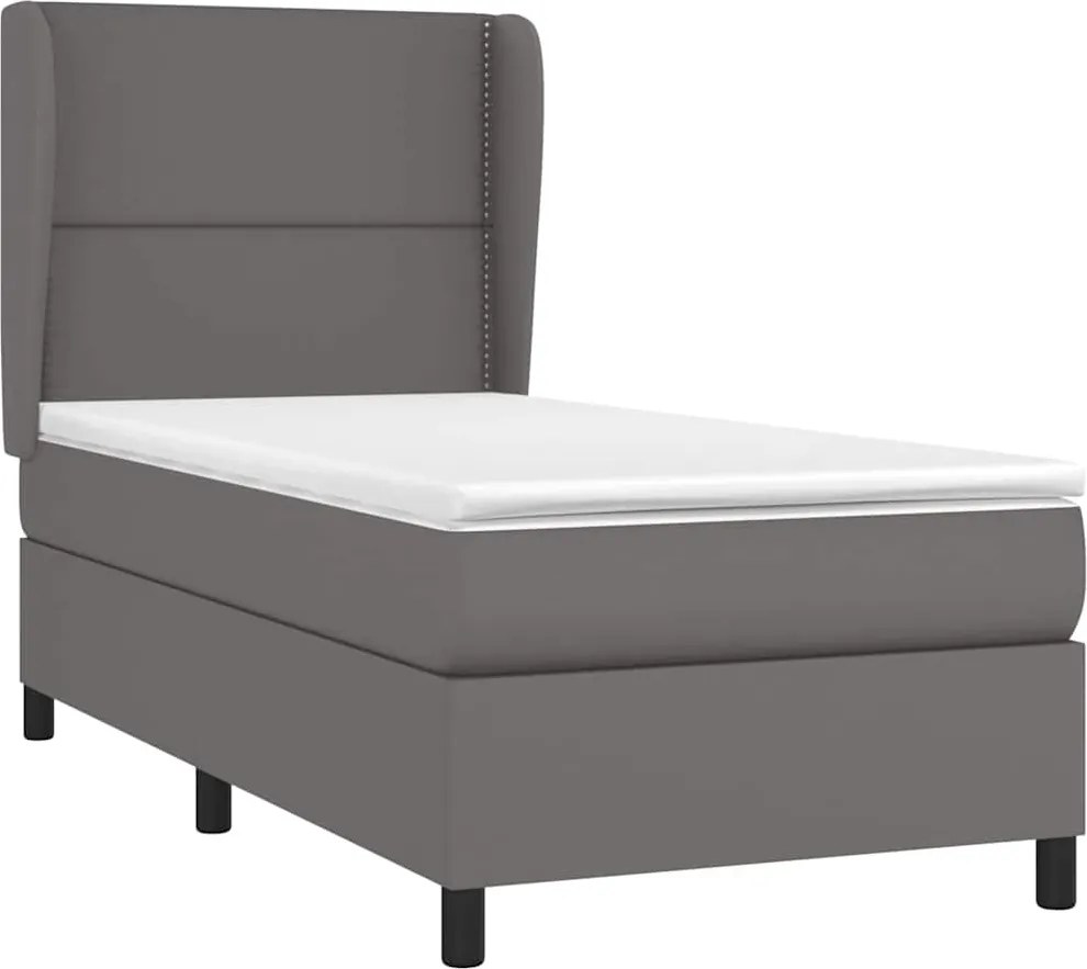 Box spring postel s matrací šedá 100x200 cm umělá kůže 3128959