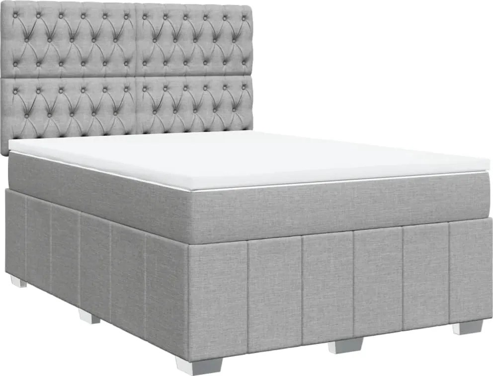 Box spring postel s matrací světle šedá 140 x 190 cm textil 3293970