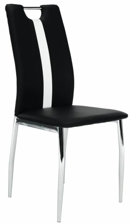 Tempo Kondela Židle, černá / bílá ekokůže + chrom nohy, SIGNA