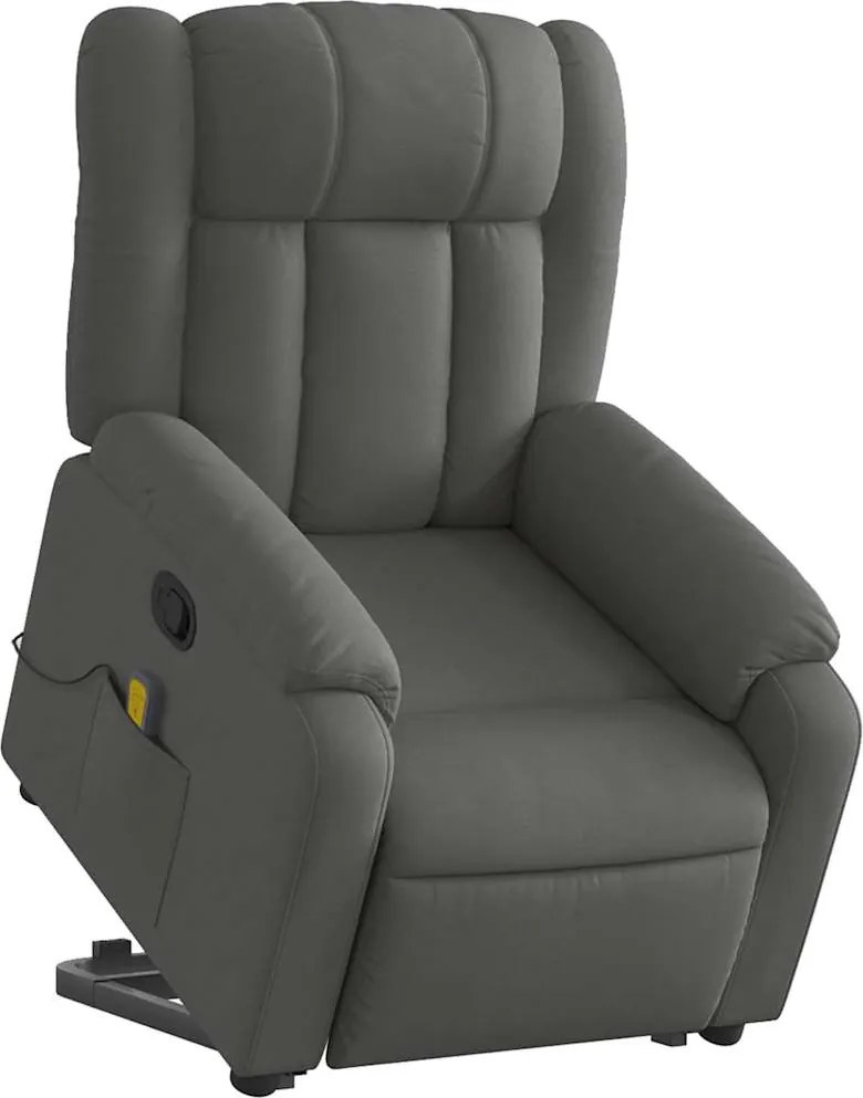 Zvedací masážní polohovací křeslo tmavě šedé textil 3205329