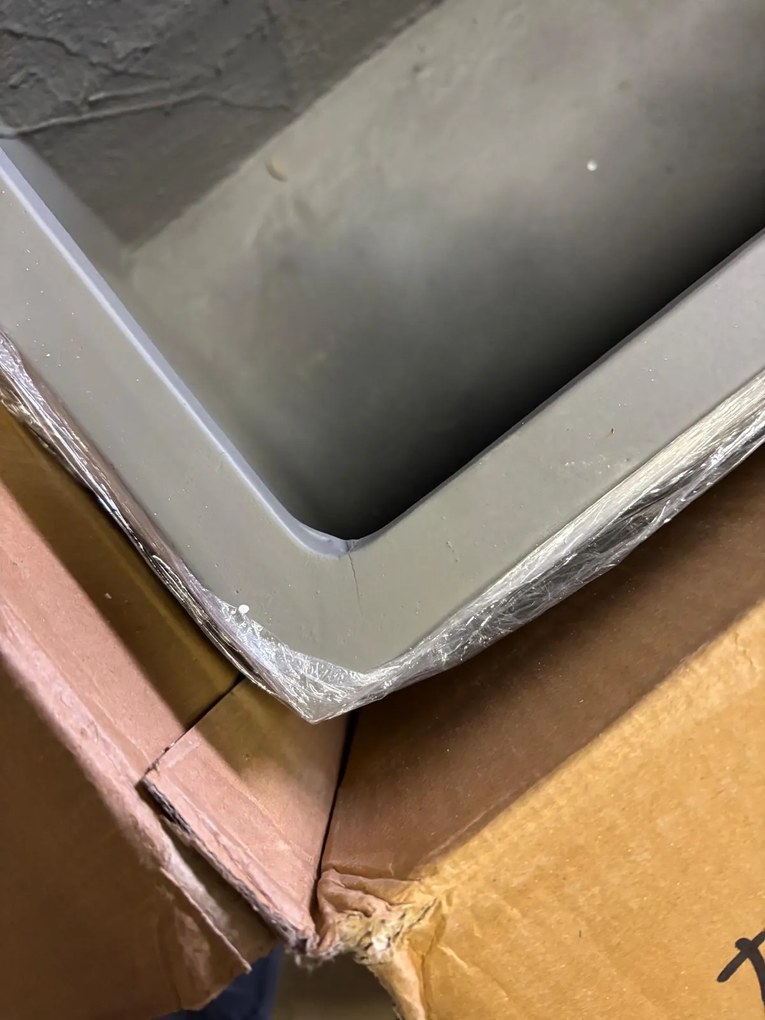 Květináč ELEMENTO na kolečkách, sklolaminát, šířka 88 cm, beton design šedá, outlet