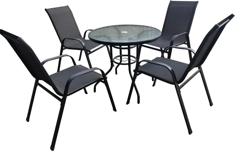 TRENDIE Sestava zahradního nábytku - 4 židle a stůl 80cm kulatý