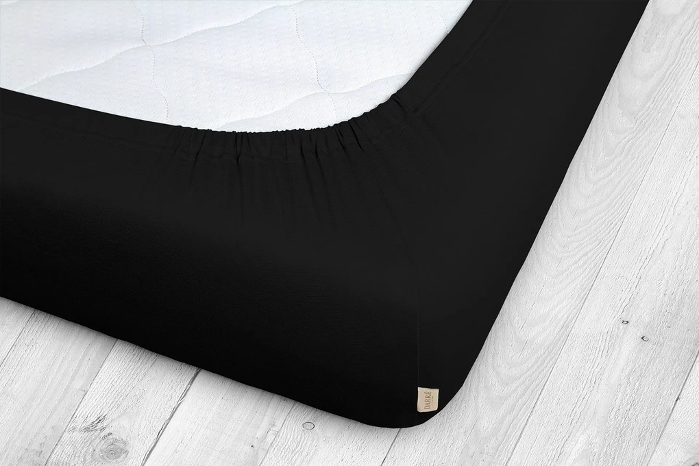 Jersey prostěradlo černé na výšku matrace do 30 cm Velikost: 200 x 200