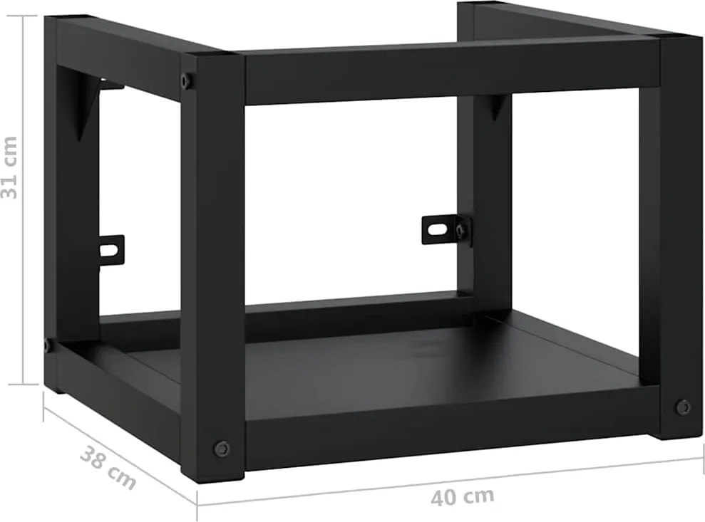 Nástěnný koupelnový regál pod umyvadlo černý 40x38x31 cm železo 338493