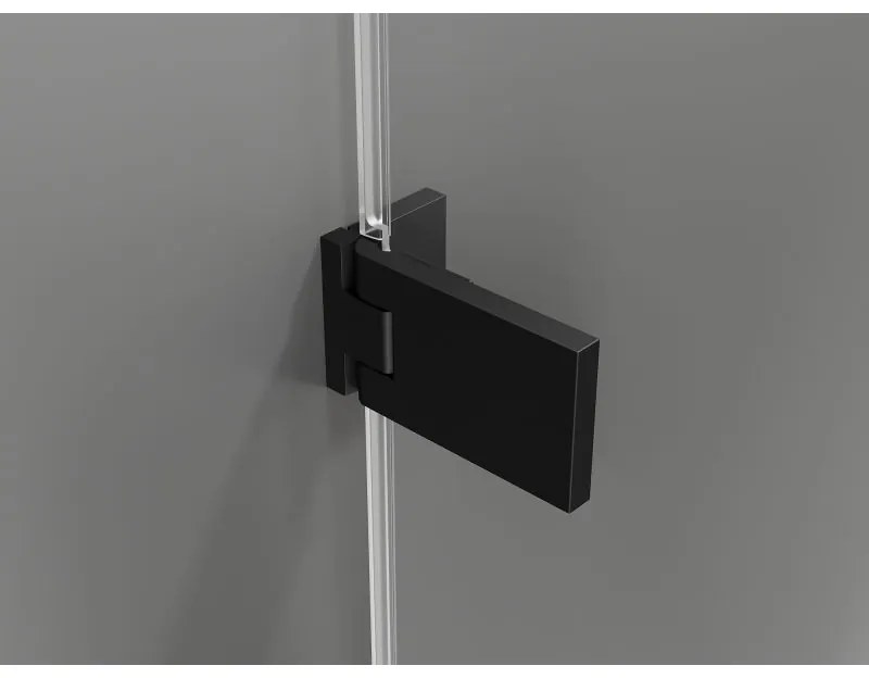 Mexen Lunar-F Duo, Skládací sprchový kout 100 x 100 cm, 8mm čiré sklo, černý profil, 836-100L-100P-70-00