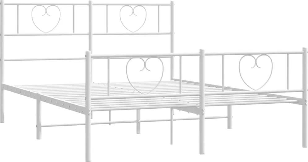 vidaXL Kovový rám postele s hlavovým a nožním čelem 120 x 200 cm [355528] Barva: Bílá