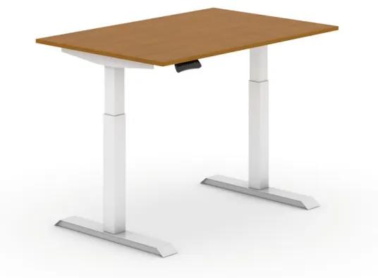 Výškově nastavitelný stůl, elektrický, 735-1235 mm,  deska 1200x800 mm, třešeň, bílá podnož