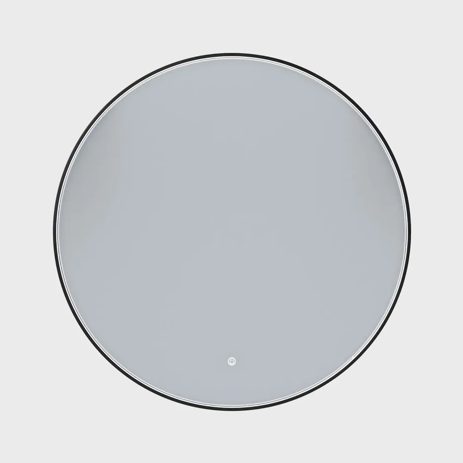 Erga Charlotte, kulaté LED zrcadlo 90cm, černý kovový rám, 2070 lm, 6500K, přední boční osvětlení, ERG-V01-204-9090-BK