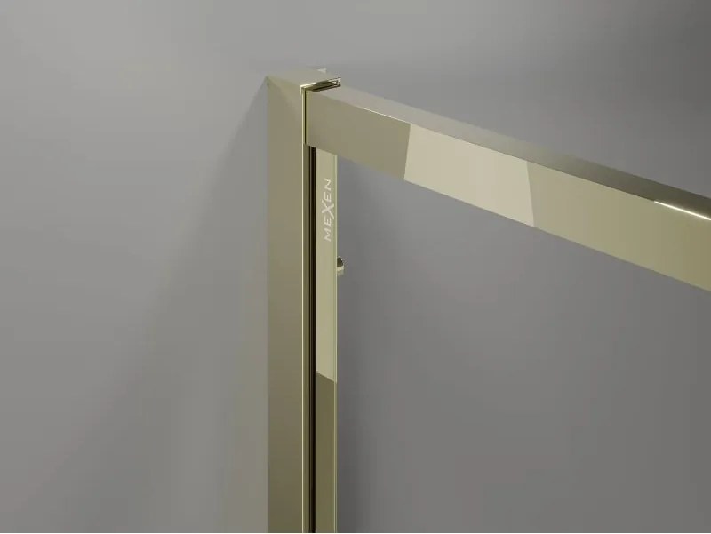 Mexen Exo čtvercový posuvný sprchový kout 100 x 100 cm, průhledný, zlatý - 8111-100-100-50-00