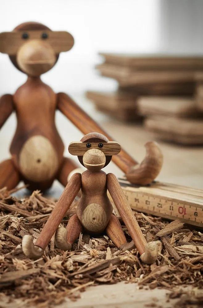Kay Bojesen Denmark Dřevěná opička Monkey Small Teak Limba 20 cm, hnědá barva, přírodní barva, dřevo