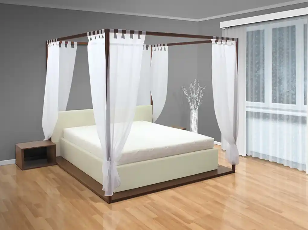 Manželská postel 180x200 cm s matrací, lamelovým roštem a s nebesy | BIANO