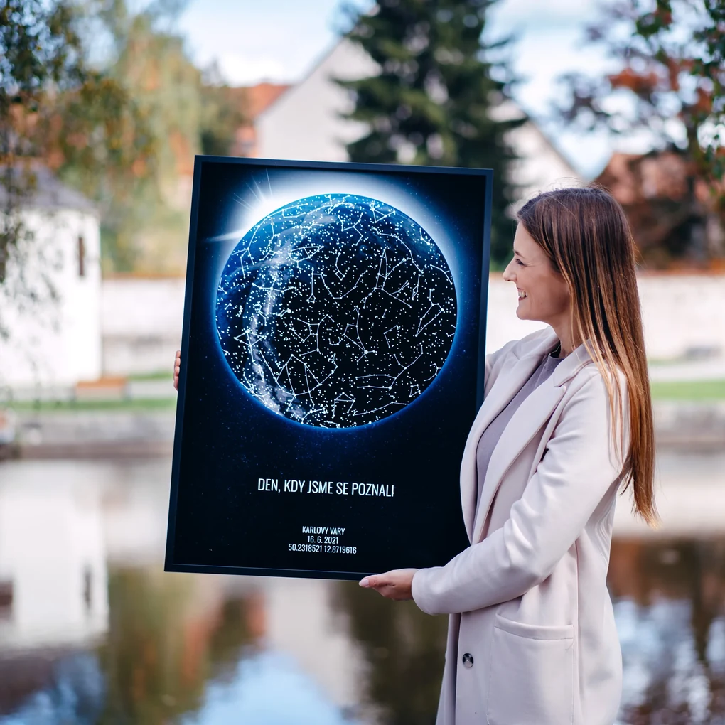 Plakát Hvězdná mapa vašeho životního okamžiku Velikost: A3 - 29,7x42 cm ...