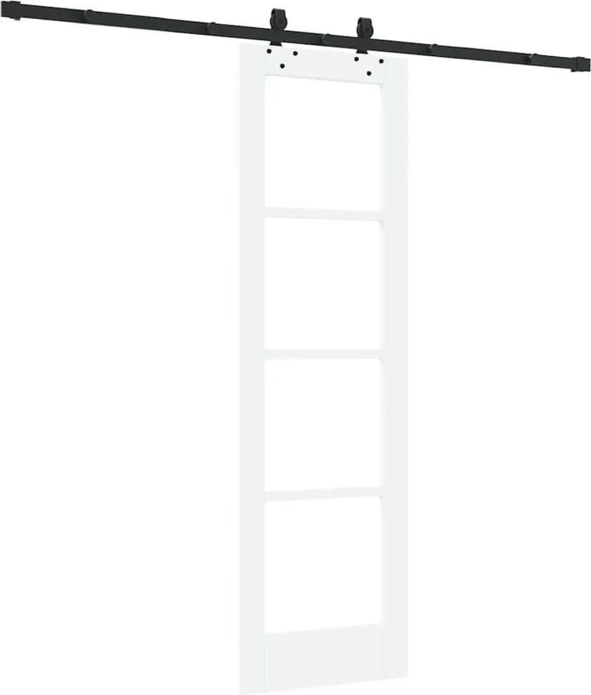 Posuvné dveře Bílá 61 x 198,5 cm Masivní borové dřevo a sklo 3332294