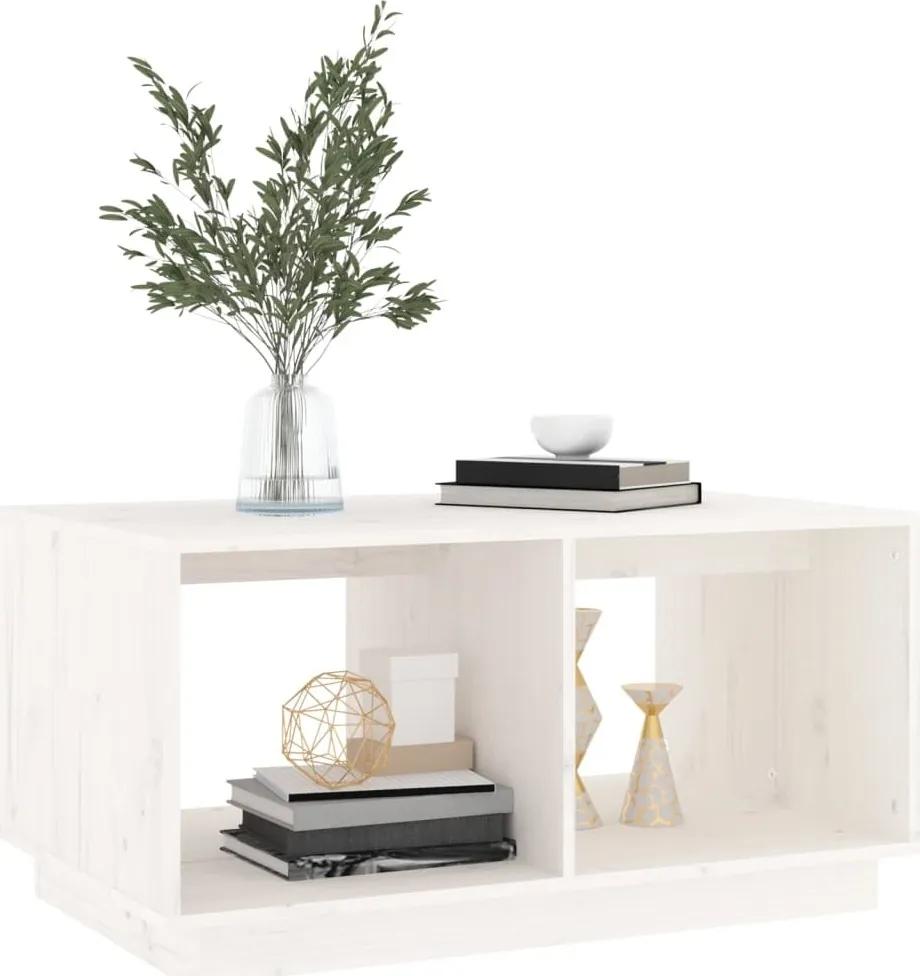 vidaXL Konferenční stolek 80 x 50 x 40 cm masivní borové dřevo [814435] Barva: Bílá