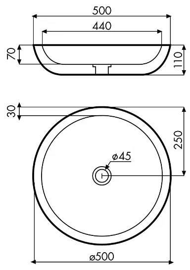 ARTTEC APUS B - umyvadlo 500x110 mm PAN01168