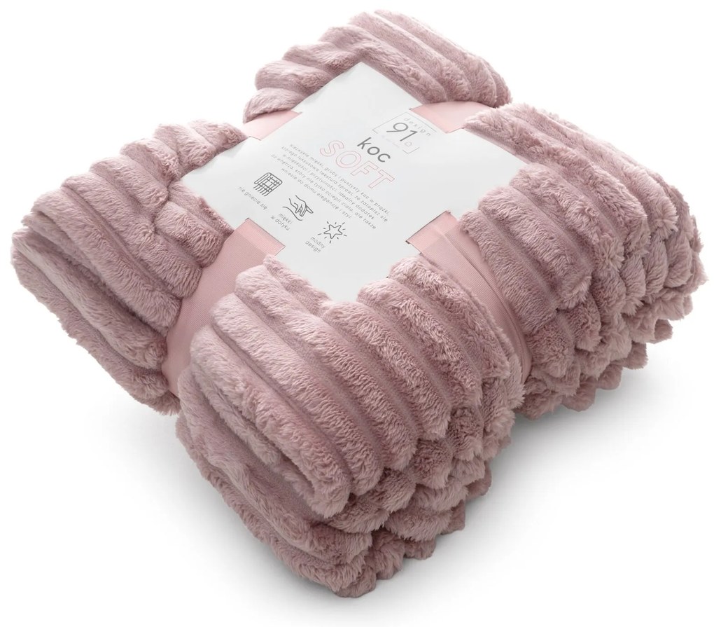 DEKA Z MIKROFLANELU SOFT 170X210 CM PUDROVÁ
