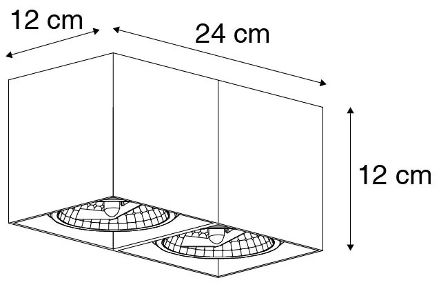 Designové bodové světlo černé obdélníkové 2-světlo - Box