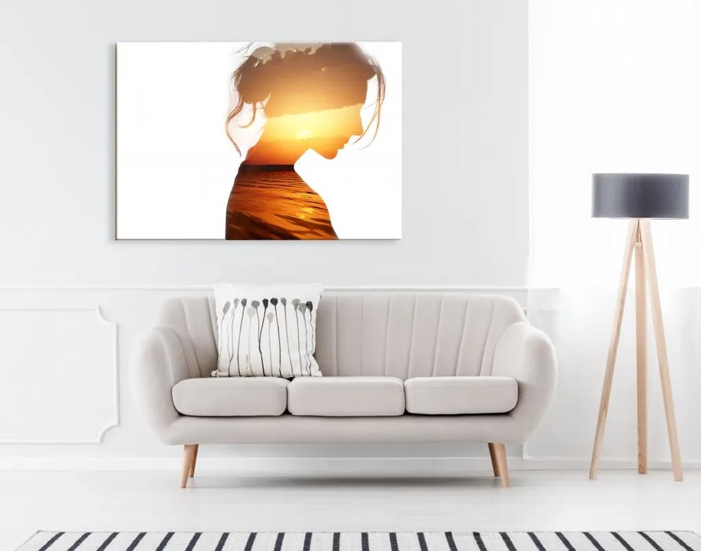 Malvis ® Obraz Portrét dáma s mořem Velikost: 150x100 cm