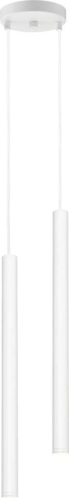 Závěsná lampa Roll dvojitá s bílým připojením bílá