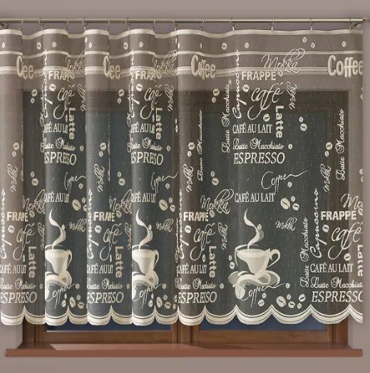 Coffee žakárová záclona černo-šedá 150cm, metráž