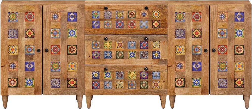 Servírovací skříň 3 ks 60 x 33,5 x 75 cm Masivní mangové dřevo 3310095
