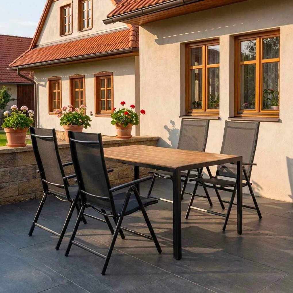 Vikio Zahradní set 140x80 pro 4 osoby skládací židle V134-P2 přírodní