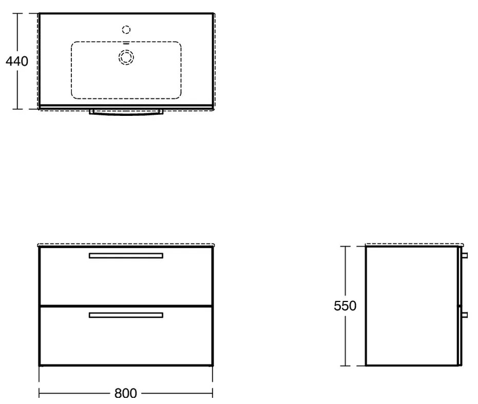 Ideal Standard Tempo - Skříňka pod umyvadlo 800 mm (2 zásuvky), Dub pískový, E3242OS