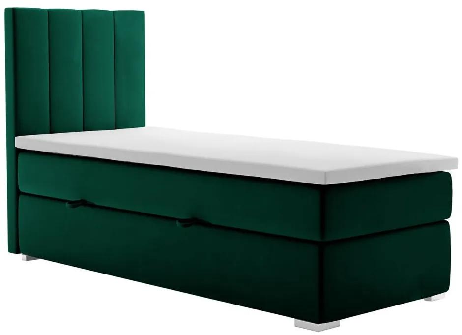 Luxusní jednolůžková postel CALINA 80x200 cm Pravá Zelená
