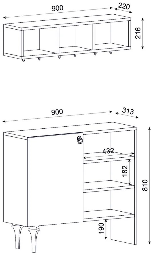 Komoda s regálem KALVINA bílá