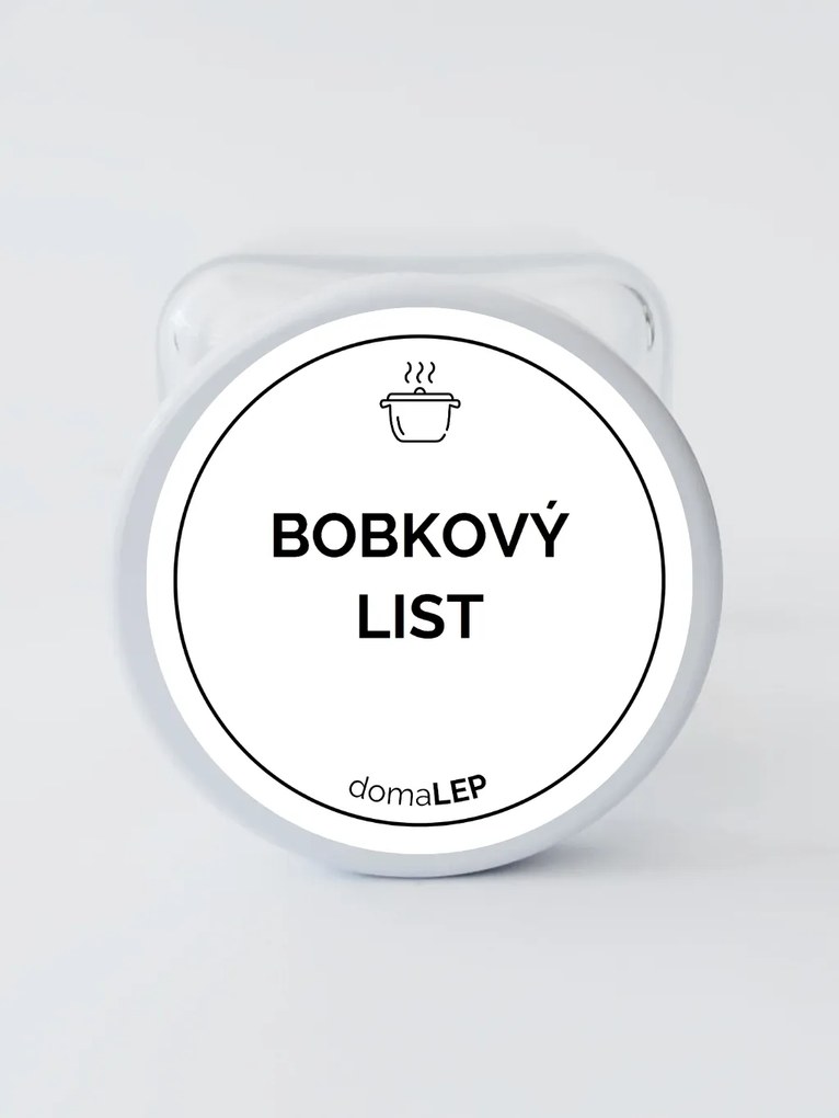 Samolepka na kořenky BOBKOVÝ LIST bílá 5 cm tučné písmo
