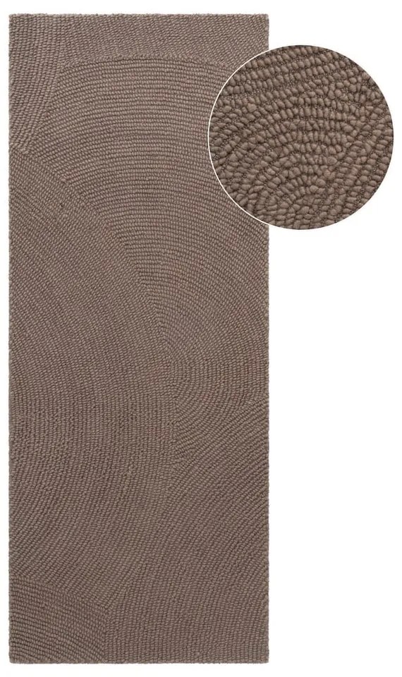 Taupe ručně tkaný vlněný běhoun 80x300 cm Calmio – Hanse Home