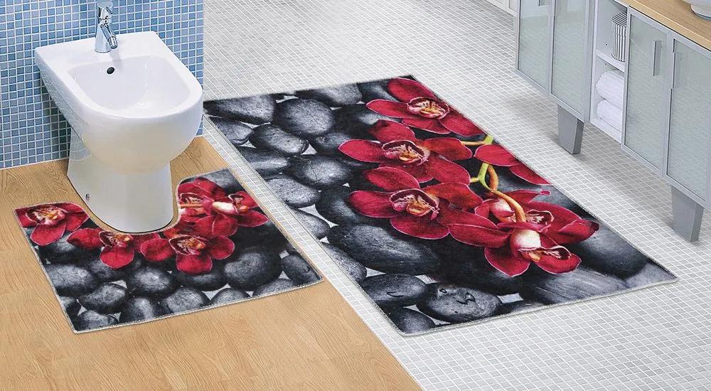 Bellatex Koupelnová a WC předložka Orchidea 3D SADA 60 x 100 cm + 60 x 50 cm