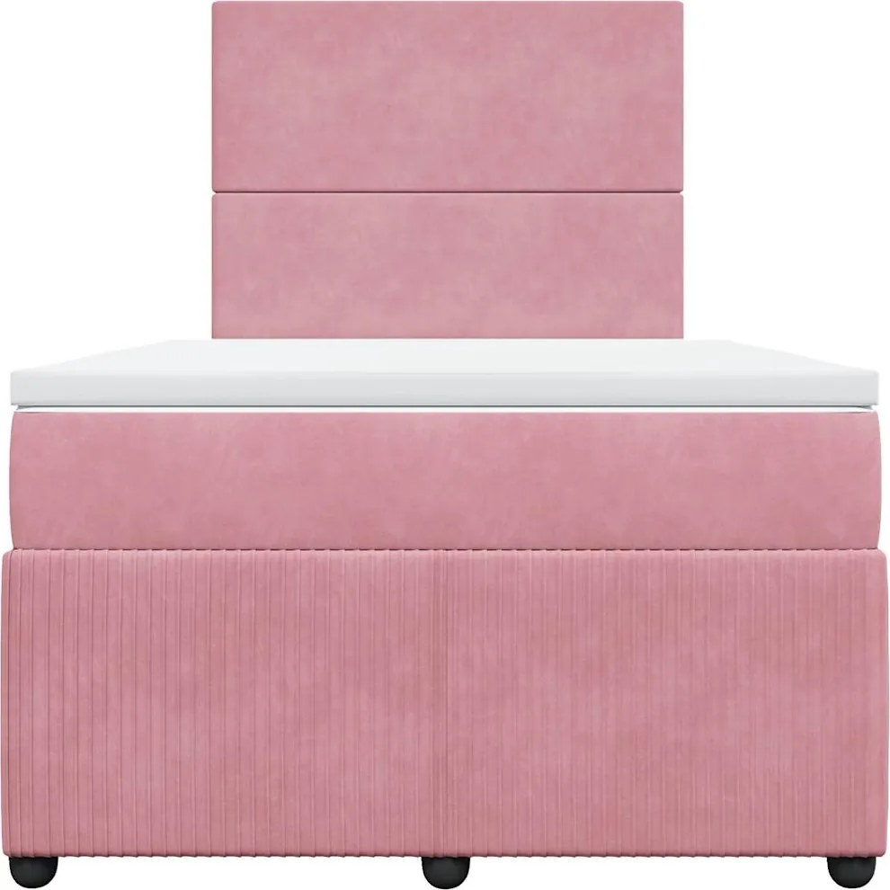 Box spring postel s matrací růžová 120 x 200 cm samet 3292309