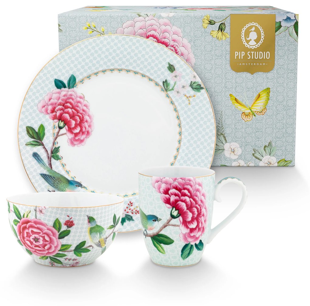 Pip Studio Blushing Birds Snídaňová sada, bílá (Porcelánová snídaňová sada)