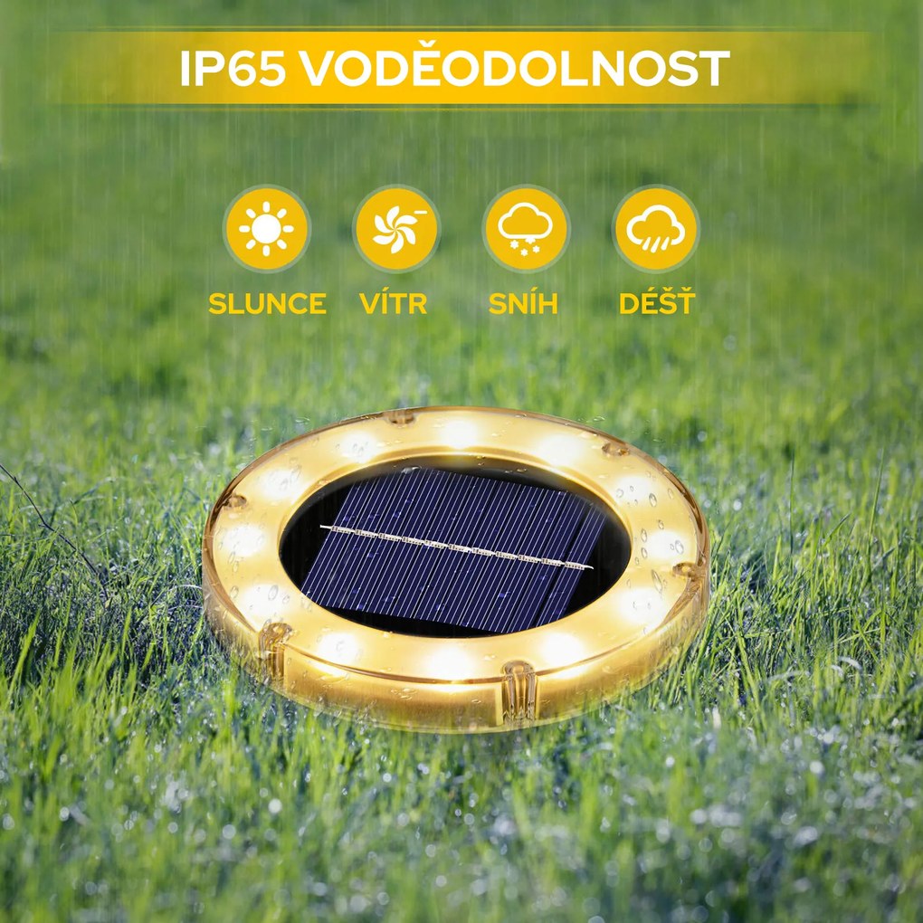 Bezdoteku LEDsolar venkovní světlo k zapíchnutí do země ABS 4 ks, 12 LED, bezdrátové, iPRO, 1W, teplá barva