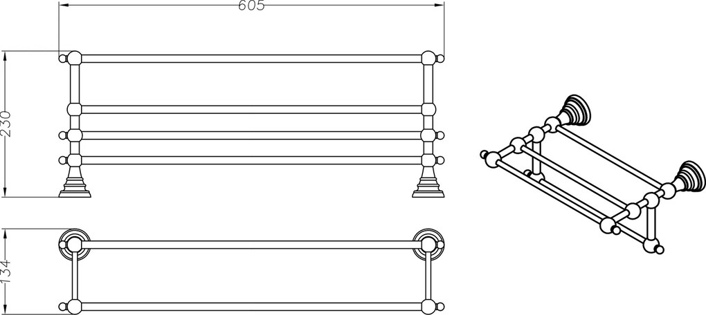 Sapho Sapho, DIAMOND police na ručníky s madlem 600mm, bronz, 1318-14