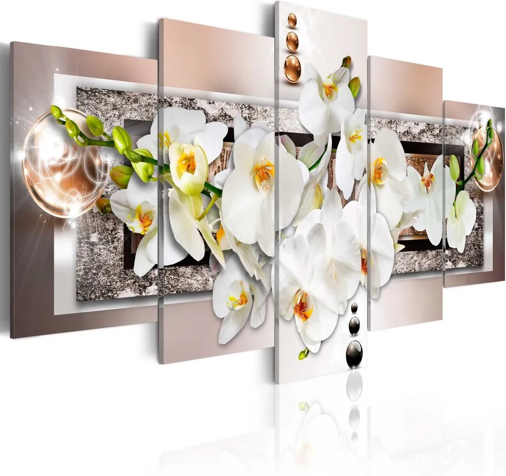 Obraz na plátně Bimago - White abstract orchid 200x100 cm