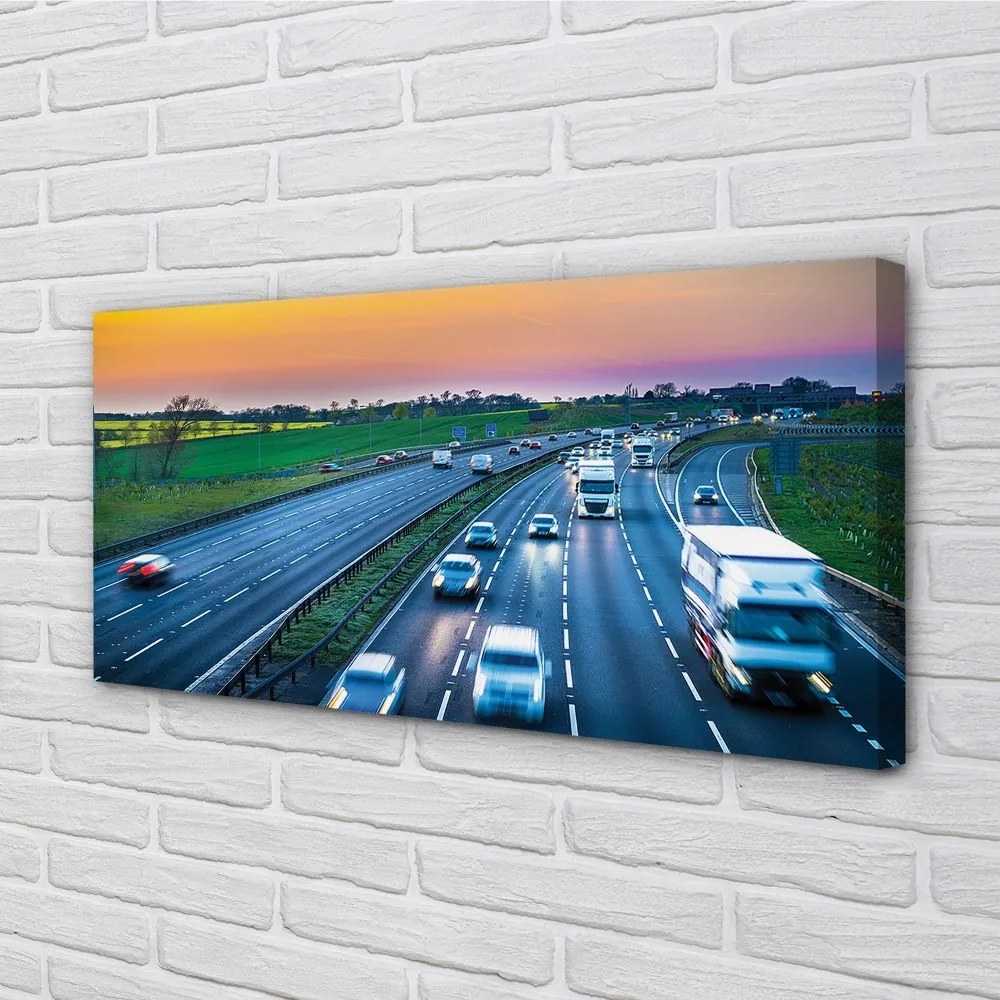 Obrazy na plátně Car silnice nebe 125x50 cm