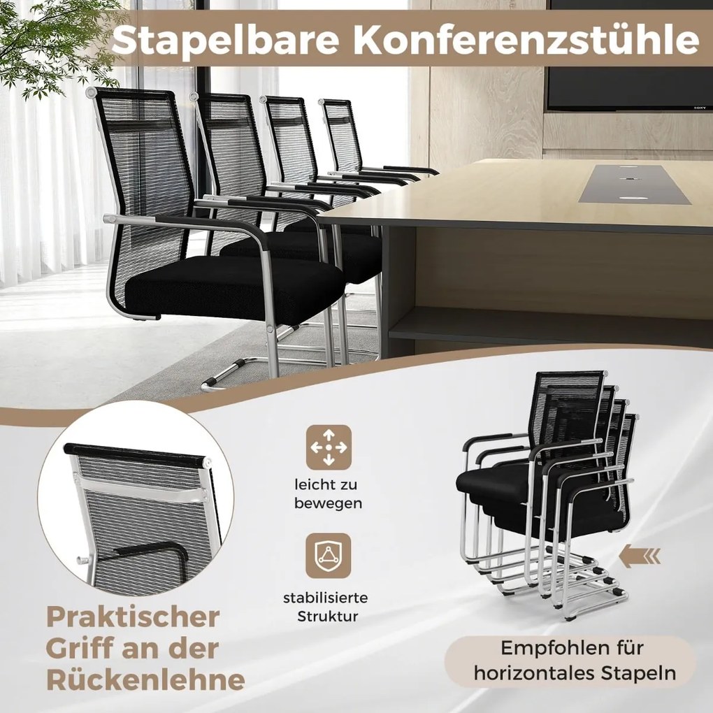 Costway Konzolové židle4Sada stohovatelných houpacích křesel s kovovou