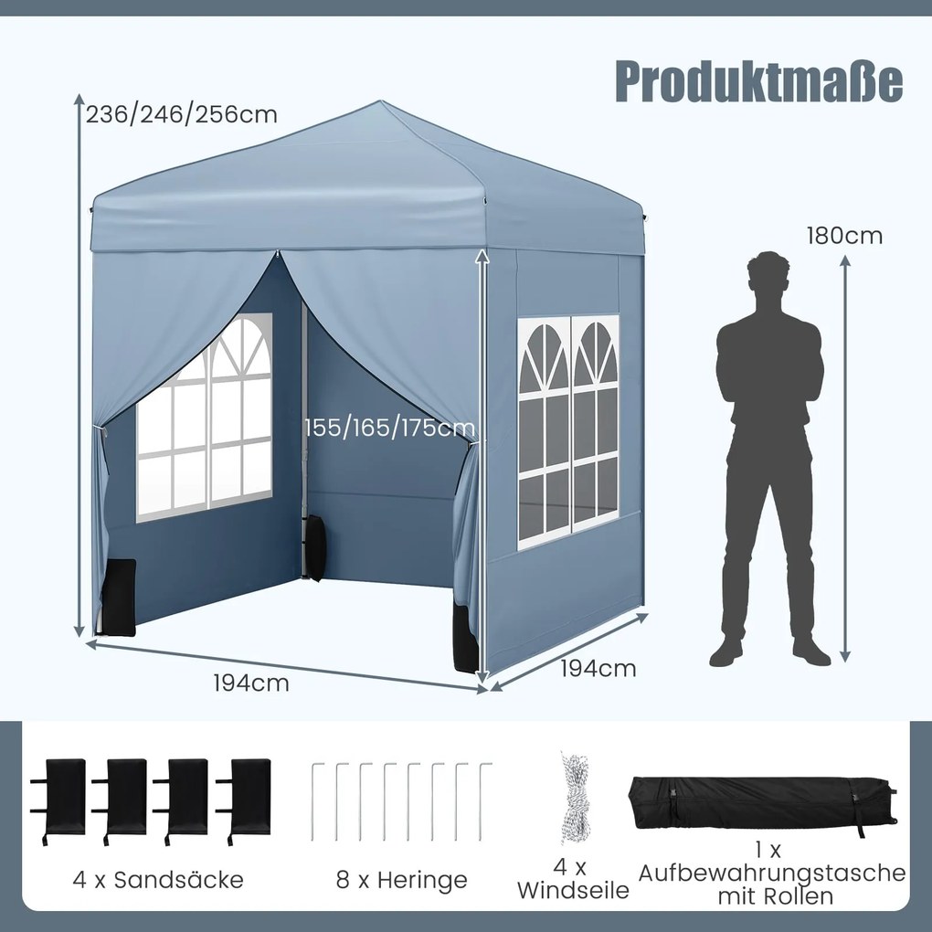 Costway Pop Up pavilon Skládací zahradní pavilon s odnímatelnými bočními stěnami