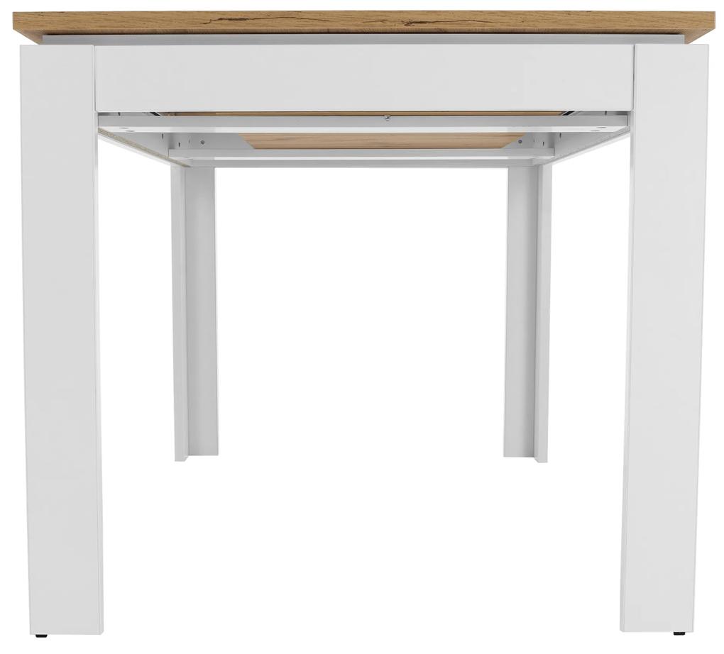 Kondela Rozkládací stůl, bílá/dub wotan 135-184x86 cm, VILGO