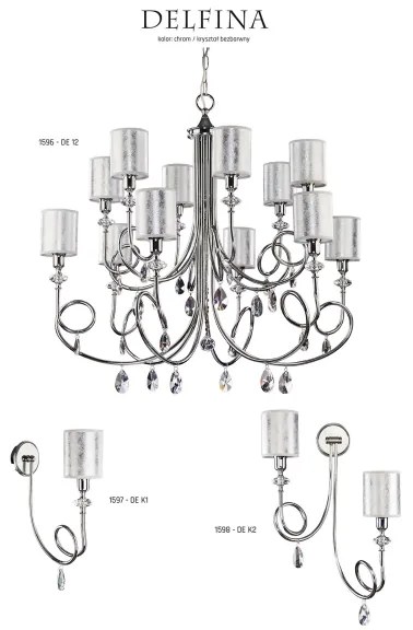 Jupiter 1597 - DE K1 CH - Nástěnné křišťálové svítidlo DELFINA E14/40W