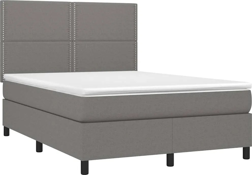 Box spring postel s matrací a LED tmavě šedá 140x190 cm textil 3134790