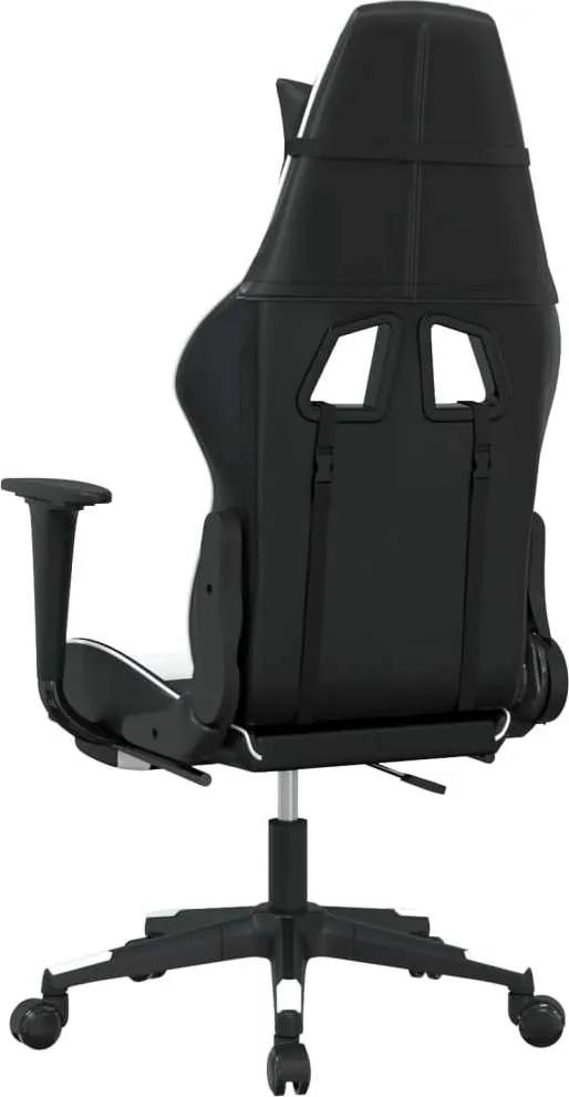 vidaXL Herní židle s podnožkou umělá kůže [3143704] Barva: bílá a růžová