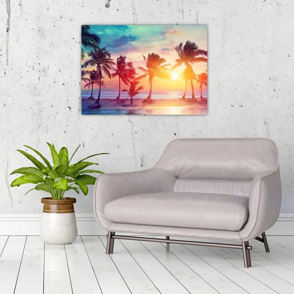 Skleněný obraz - Tropický západ slunce (70x50 cm)