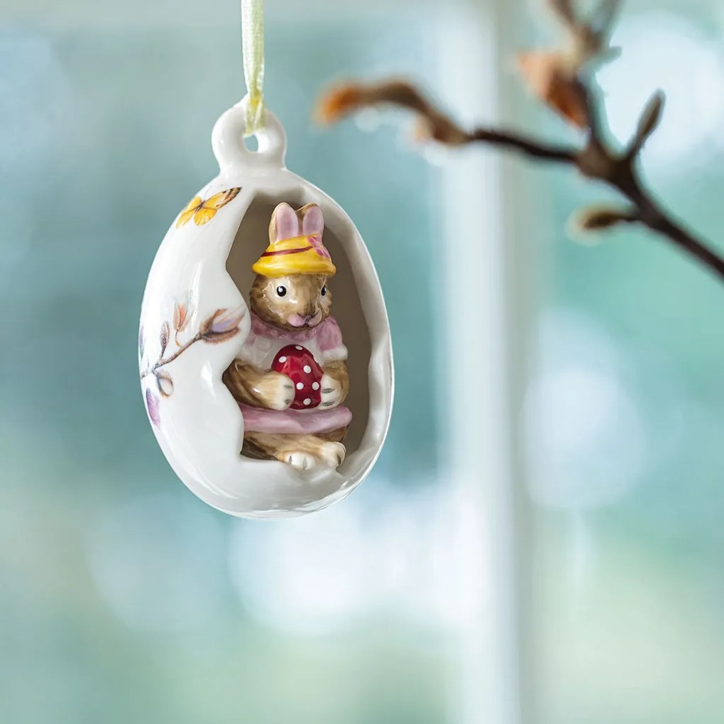 Villeroy&Boch Villeroy & Boch Bunny Tales závěsné velikonoční vajíčko Anna – růžové květy 4,5 cm