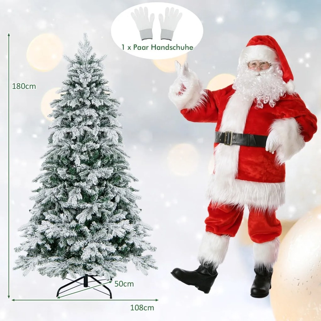 Costway 180 cm umělý vánoční stromek s osvětlením a 260 LED v teplé